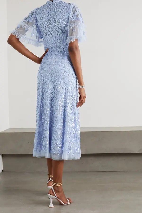Needle & Thread Aurelia Ballerina Sequin-Embellished Ruffled Tulle Midi  Dress In Blue - 50% Off | Editorialist