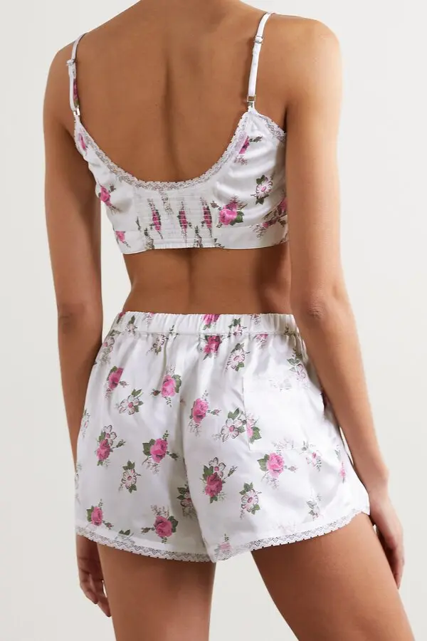 Morgan Lane Loveshackfancy Noelle Martine Lace-trimmed Satin Pajama Set