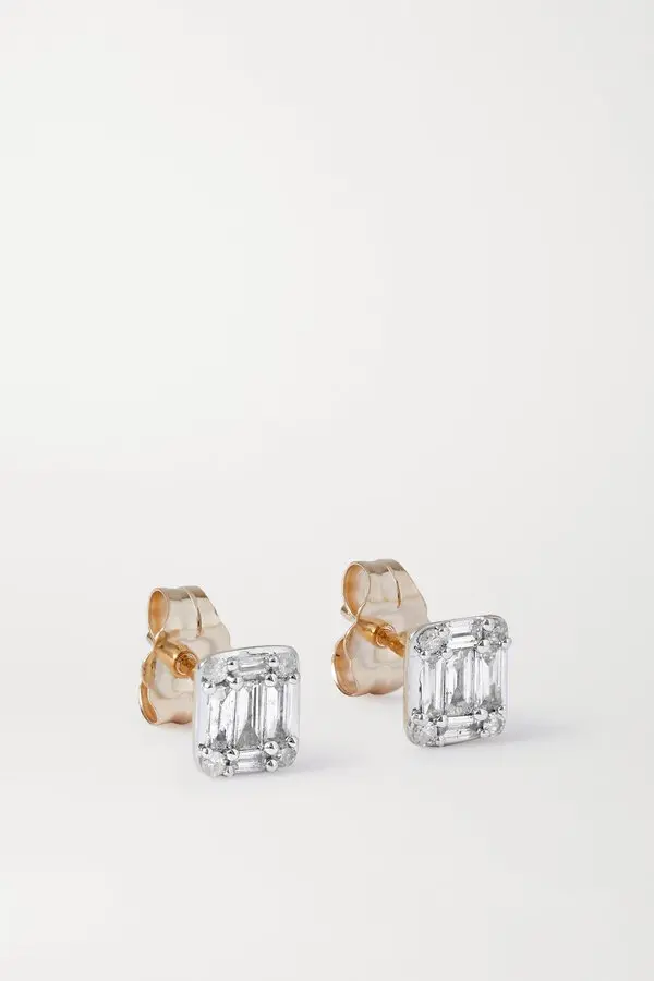 STONE AND STRAND Shield Of Strength Diamond Stud Earrings