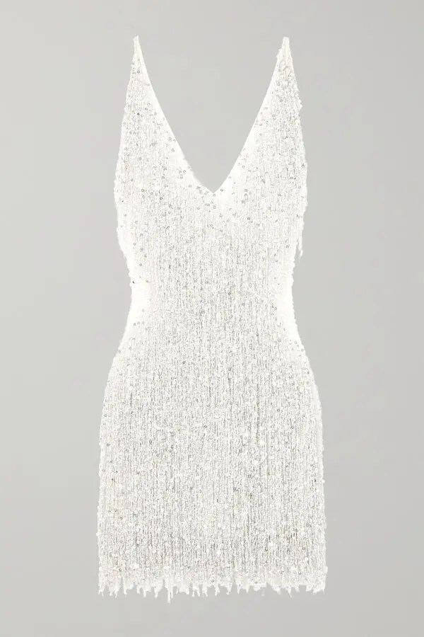 Naeem Khan Gatsby Embellished Mini Dress - White