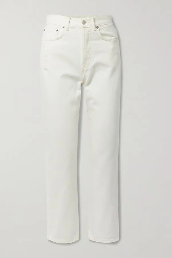 Acne Studios Net Sustain Cropped Distressed High-rise Straight-leg Organic Jeans