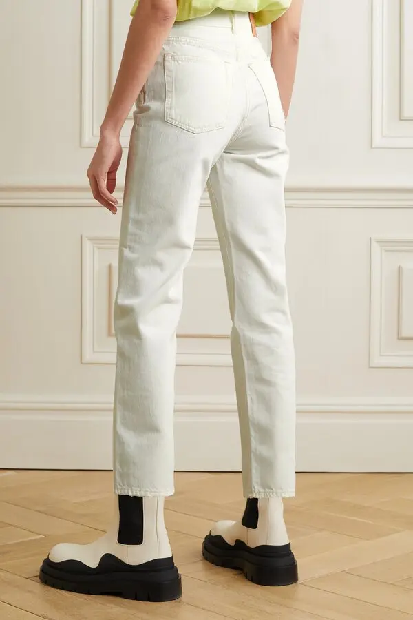 Acne Studios Net Sustain Cropped Distressed High-rise Straight-leg Organic Jeans