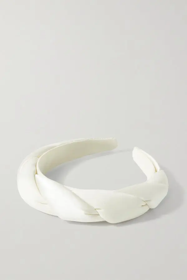 Sophie Buhai Twisted Satin And Crepe Headband In Ivory - 50  display picture 3