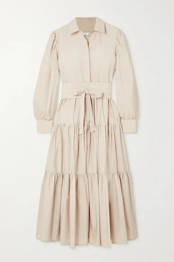 knee length dresses for ladies Brown Floral Tiered Shirt Midi Dress