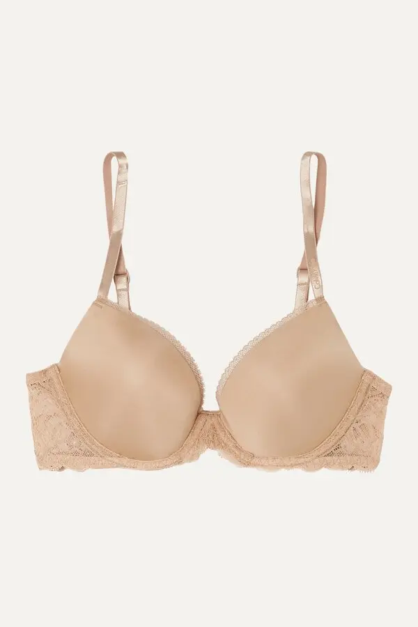 Calvin Klein Seductive Comfort Stretch-jersey And Lace Underwired Bra