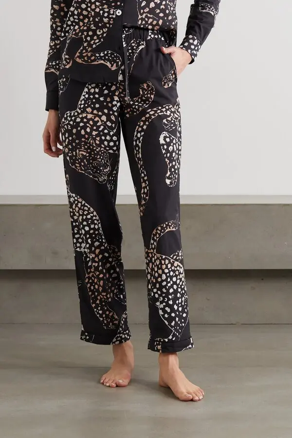 Desmond & Dempsey Net Sustain Jag Printed Organic Cotton Pajama Set