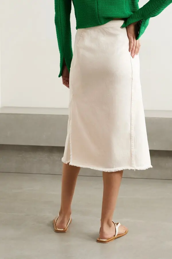 Marni Frayed Denim Midi Skirt - Off-white
