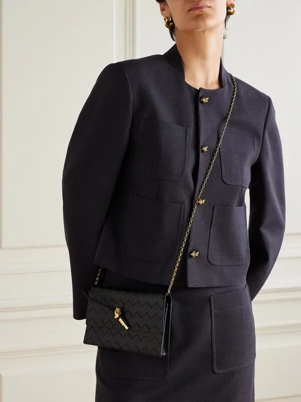 Bottega Veneta Intrecciato Leather Pouch - Black