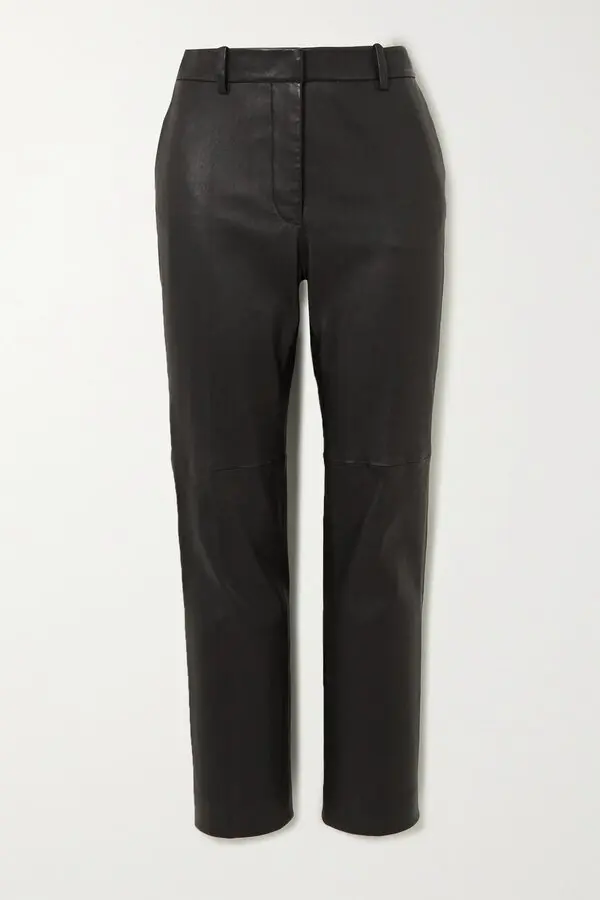 JOSEPH Coleman Leather Slim-fit Pants - Black