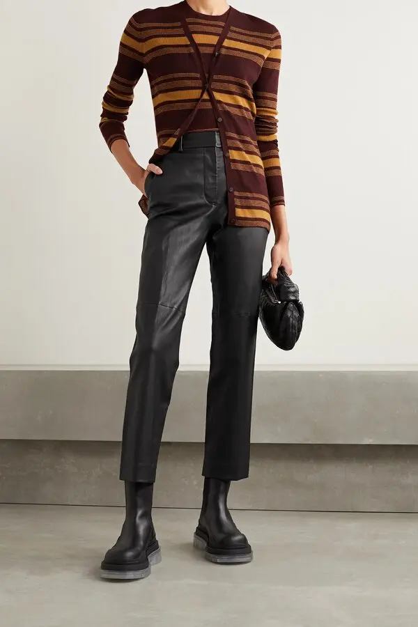 JOSEPH Coleman Leather Slim-fit Pants