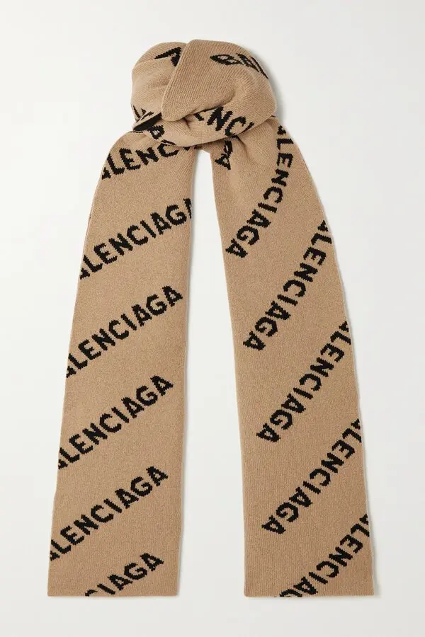 Balenciaga Wool-jacquard Scarf - Neutrals