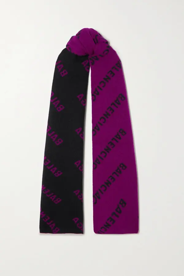 Balenciaga Wool-jacquard Scarf - Purple