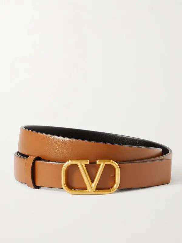 Valentino Garavani Vlogo Reversible Leather Belt - Brown