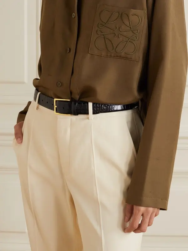 Anderson's Croc-effect Leather Belt - Black