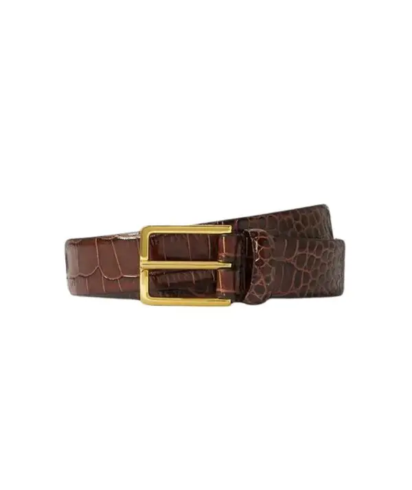 Anderson's Croc-effect Leather Belt - Brown