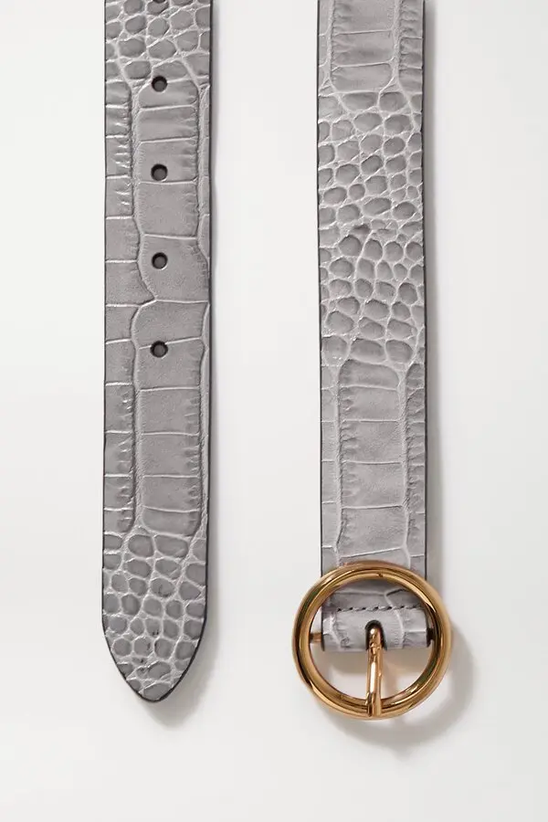 Anderson's Croc-effect Leather Belt - Gray