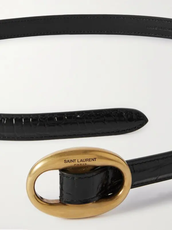 Saint Laurent Croc-effect Leather Belt