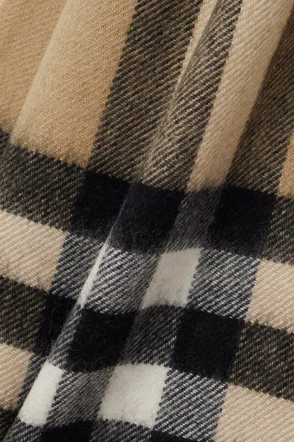 Burberry Fringed Checked Cashmere Scarf - Brown