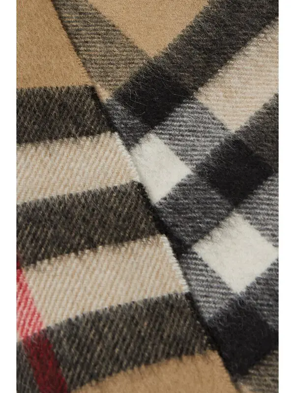 Burberry Fringed Checked Cashmere Scarf - Brown