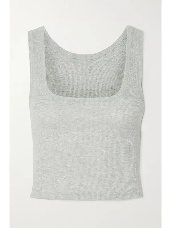 SKIMS Cotton Collection Cropped Ribbed Tank - Gray