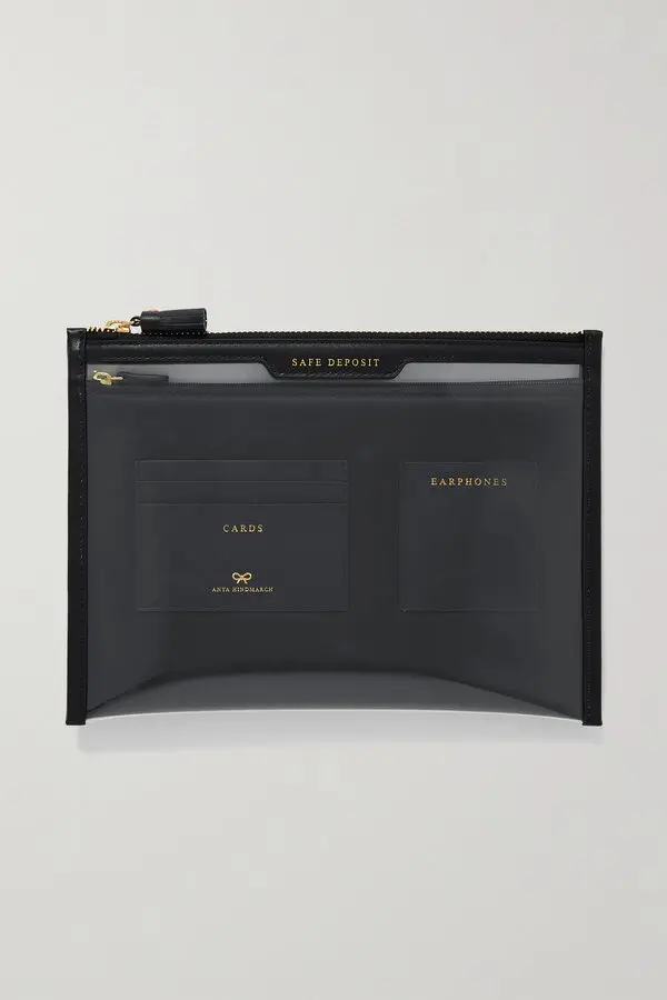 ANYA HINDMARCH Safe Deposit Leather-trimmed Pvc Pouch