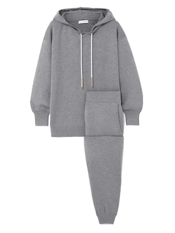 Olivia Von Halle Gia London Silk And Cashmere-blend Tracksuit - Gray