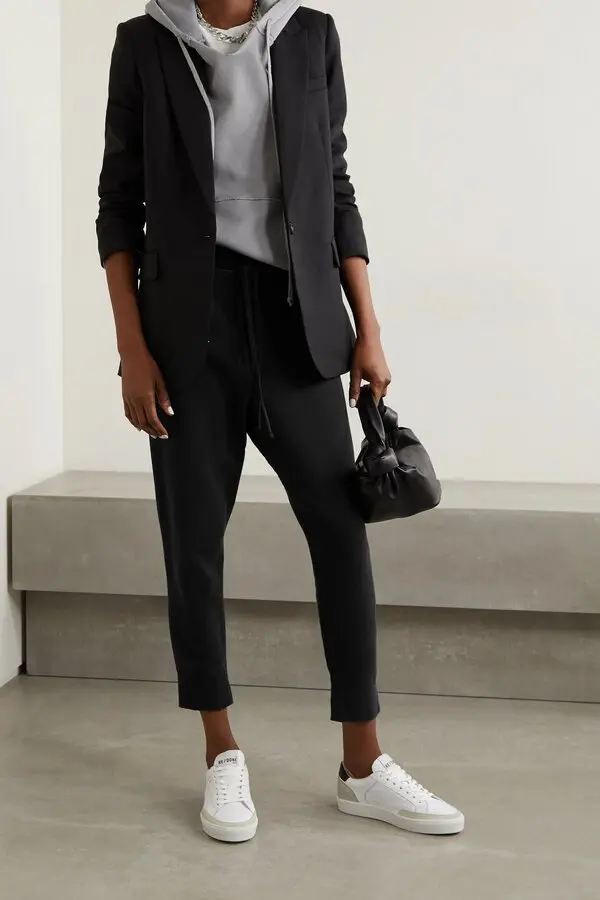 NILI LOTAN Nolan Cropped Track Pants - Black