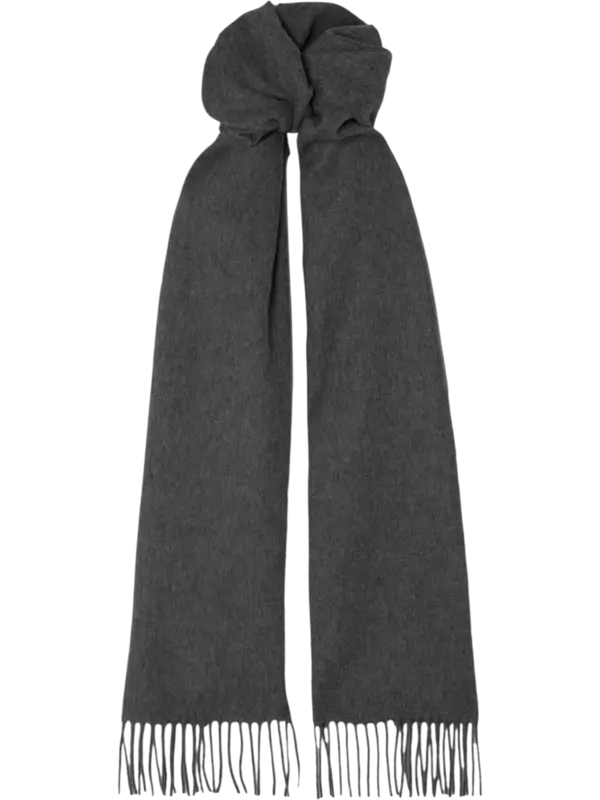 Johnstons Of Elgin Fringed Cashmere Scarf - Gray