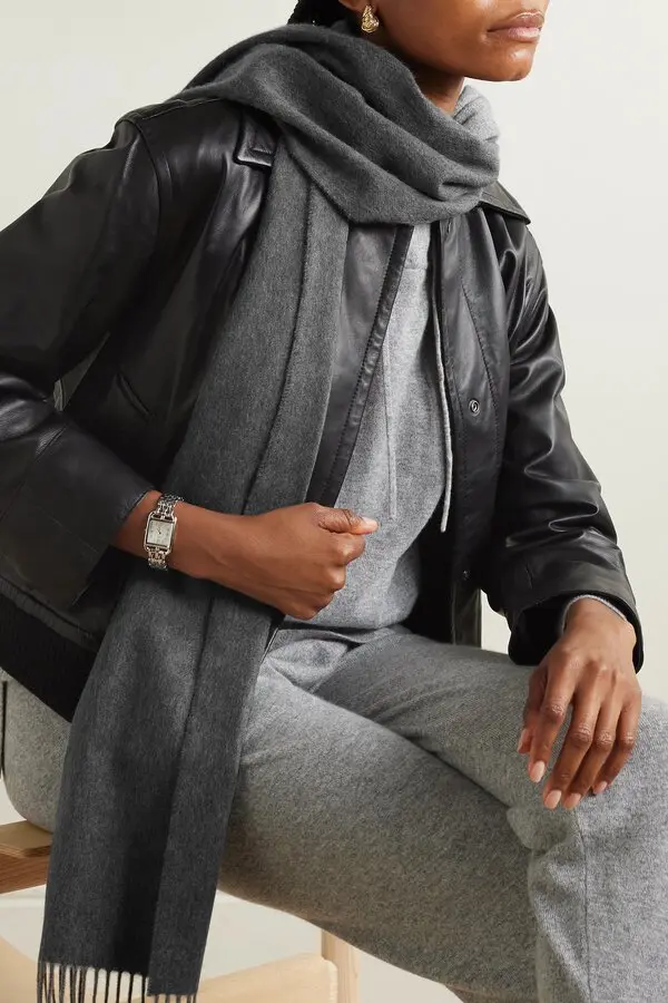 Johnstons Of Elgin Fringed Cashmere Scarf - Gray