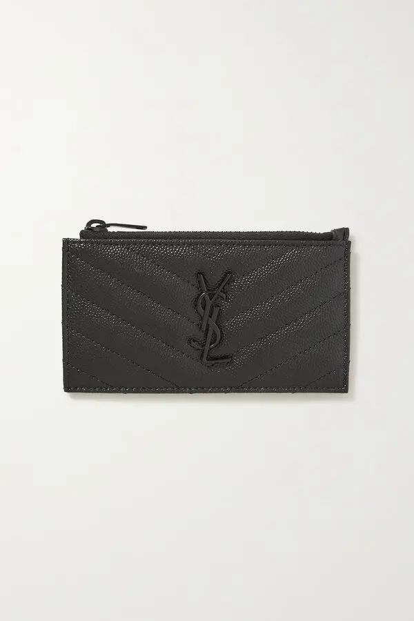 Saint Laurent Monogramme Quilted Textured-leather Cardholder - Black