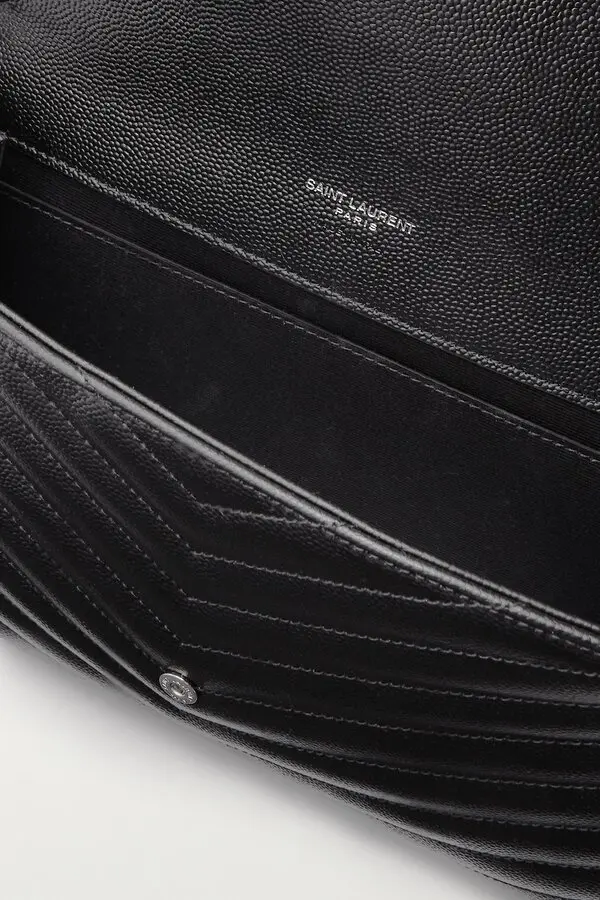 Saint Laurent Monogramme Quilted Textured-leather Pouch - Black