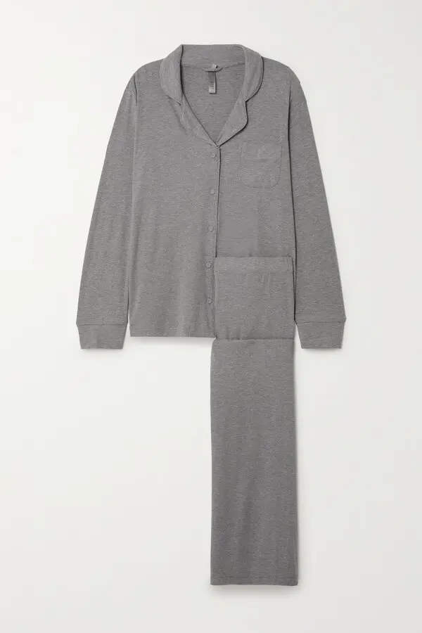 SKIMS Ribbed Stretch-modal Jersey Lounge Set - Gray