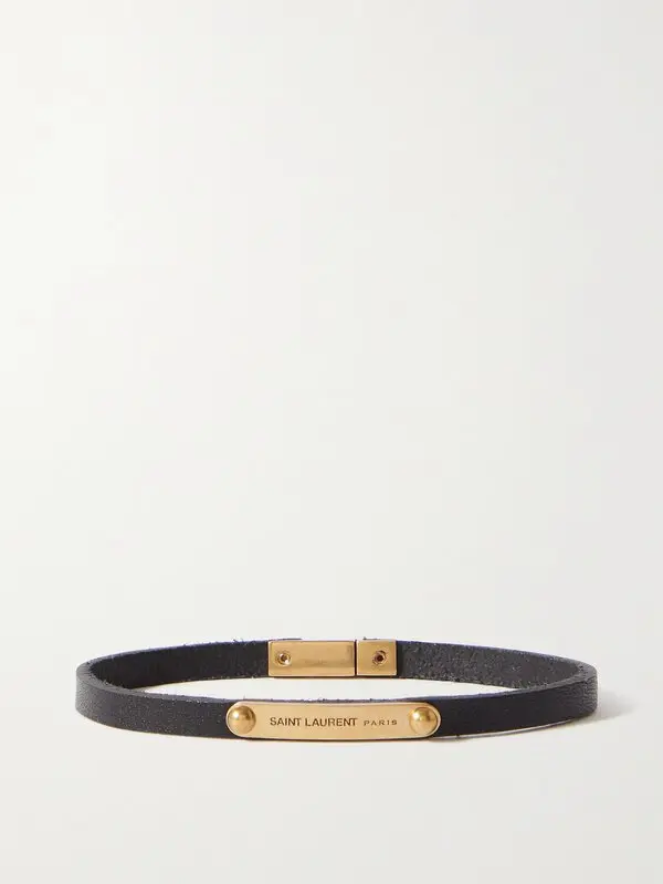 Saint Laurent Leather Bracelet - Black
