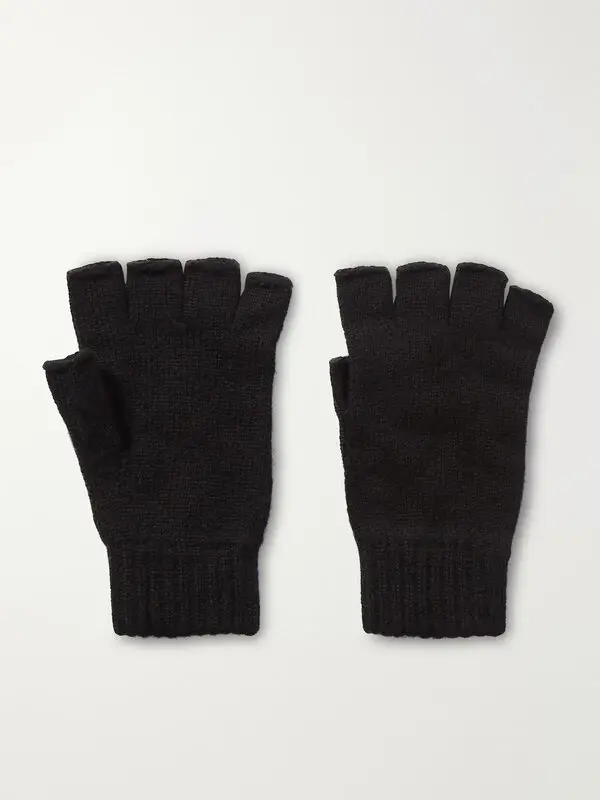 Johnstons Of Elgin Net Sustain Cashmere Fingerless Gloves - Black
