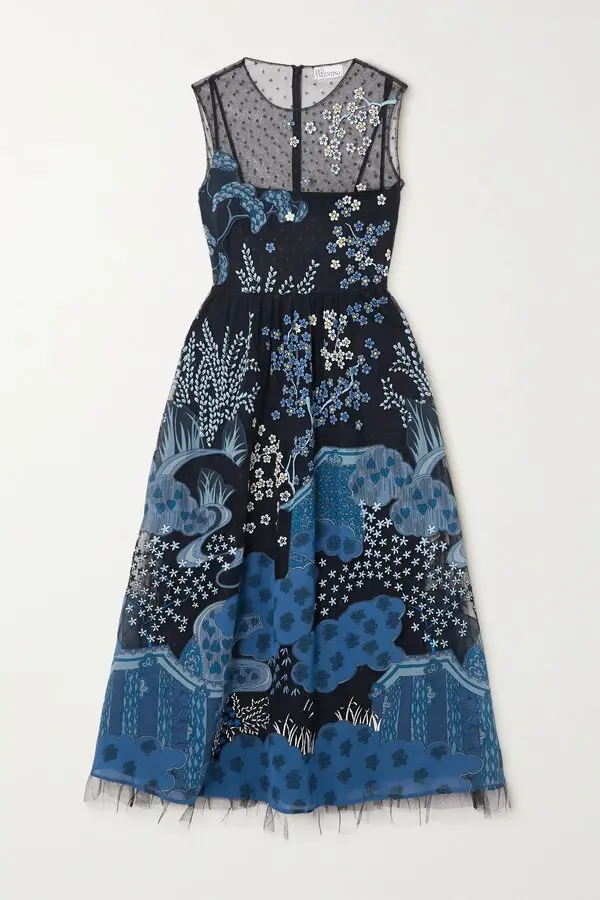 15 dresses pink and blue Red Valentino Purple Floral Print Dress - BOPF main image 1