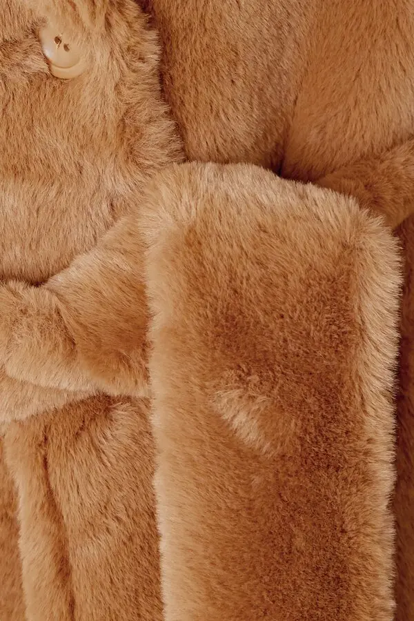 STAND STUDIO Faustine Belted Double-breasted Faux Fur Coat