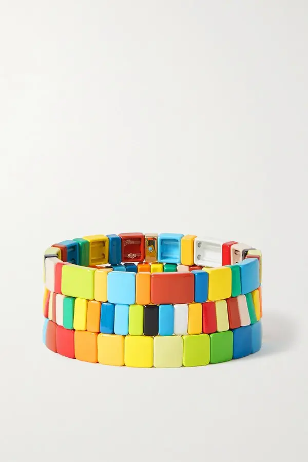 ROXANNE ASSOULIN Rainbow Brite Enamel Bracelets Set - Blue