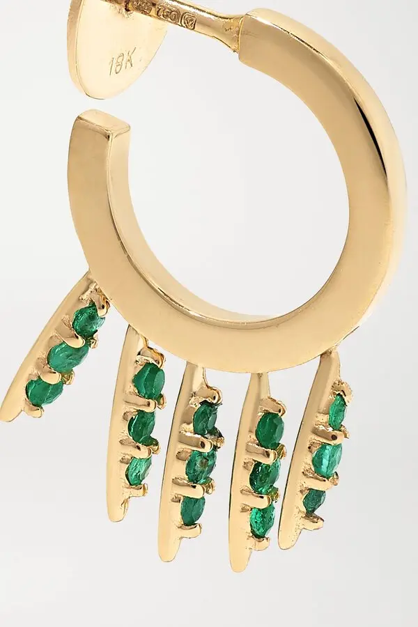 Ileana Makri Grass Mini 18-karat Emerald Earrings