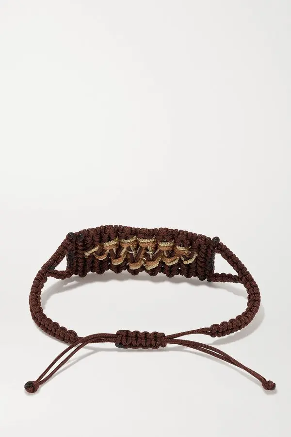 DIANE KORDAS Diamond And Sapphire Evil Eye Woven Cord Bracelet