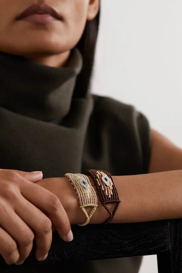 DIANE KORDAS Diamond And Sapphire Evil Eye Woven Cord Bracelet