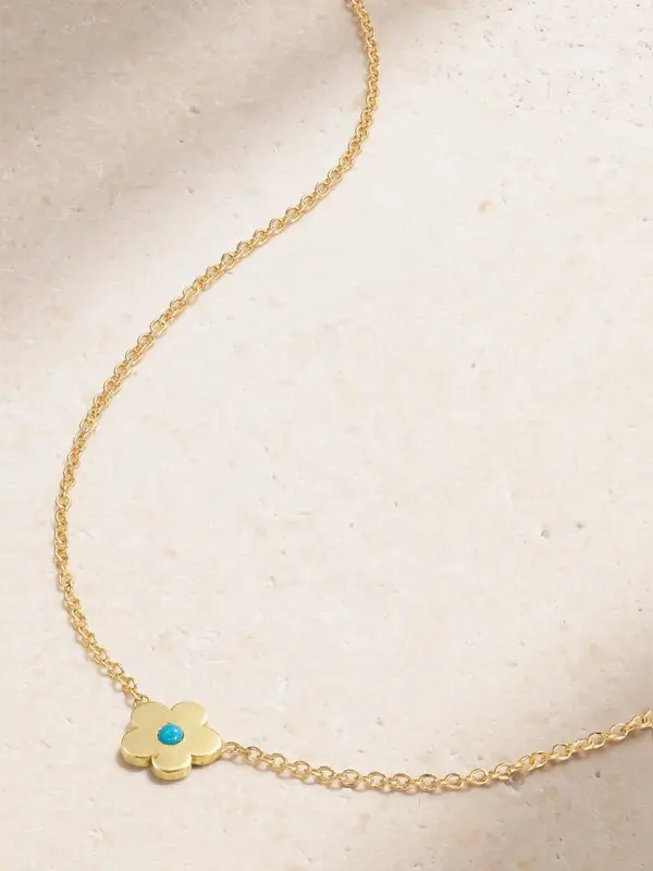 JENNIFER MEYER Mini Daisy Turquoise Necklace - Gold