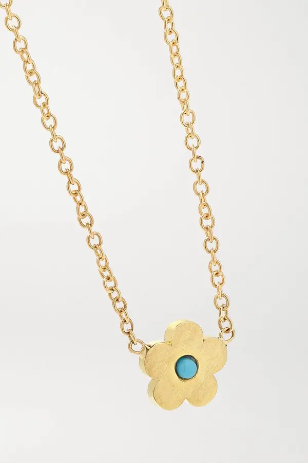 JENNIFER MEYER Mini Daisy Turquoise Necklace