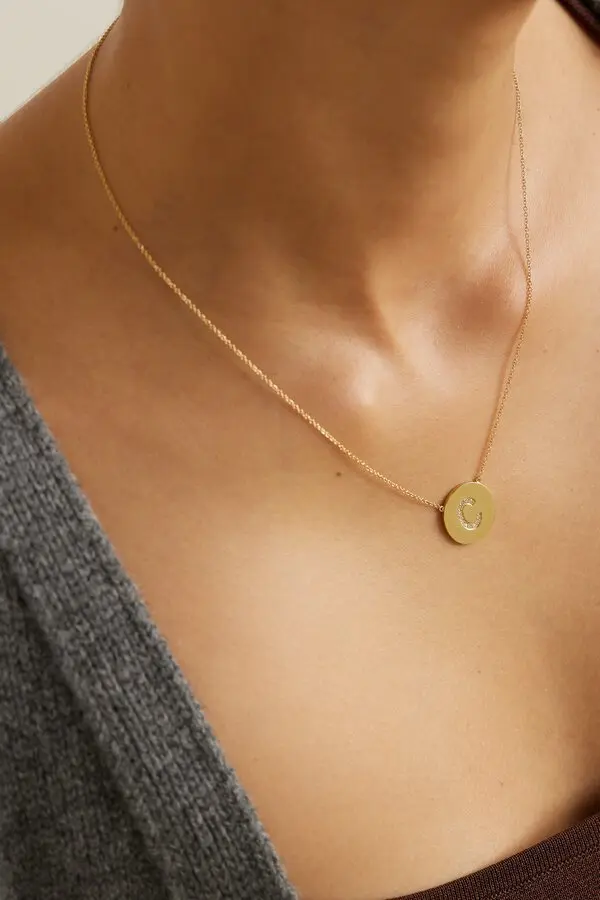 JENNIFER MEYER Initial 18-karat Diamond Necklace