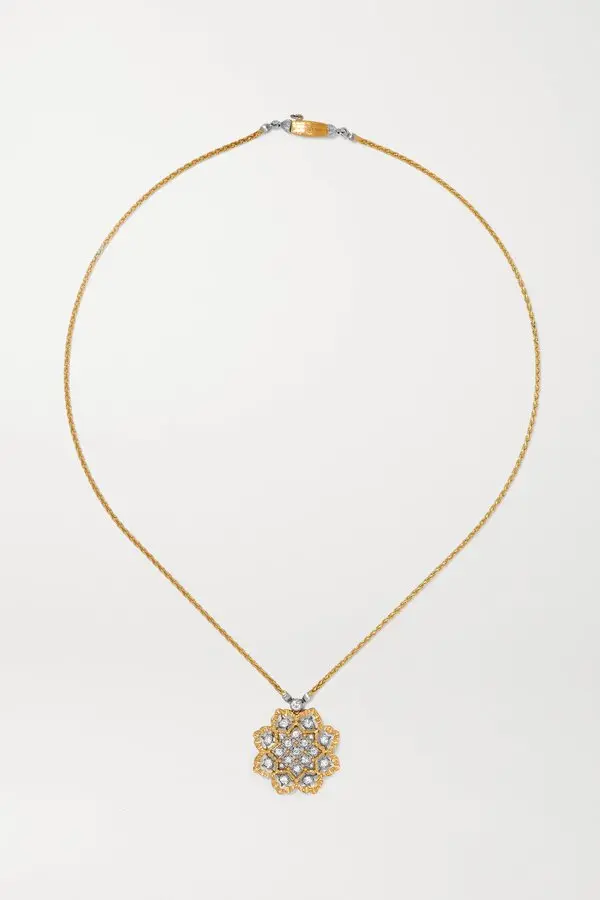 Buccellati Rombi 18-karat Yellow And White Diamond Necklace