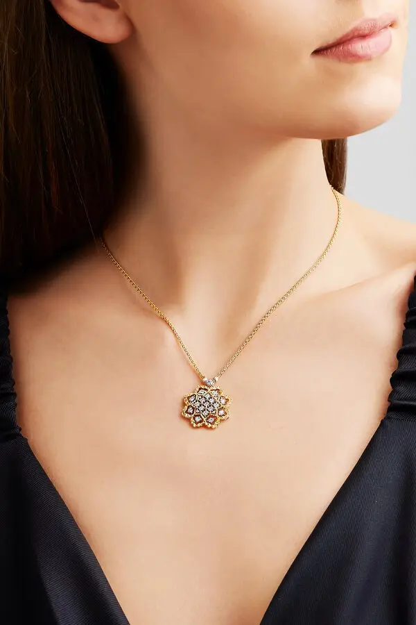 Buccellati Rombi 18-karat Yellow And White Diamond Necklace