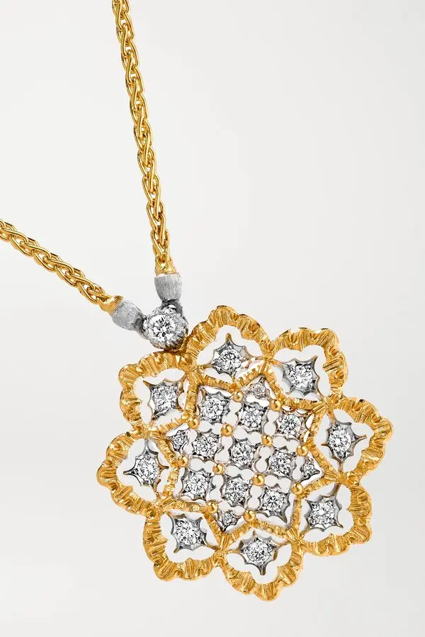 Buccellati Rombi 18-karat Yellow And White Diamond Necklace
