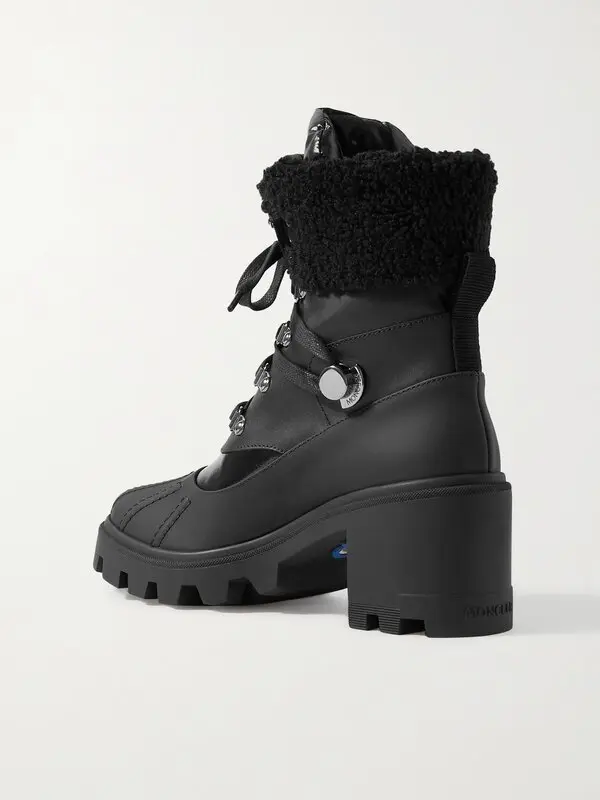 Moncler Corinne Leather And Faux Shearling Ankle Boots
