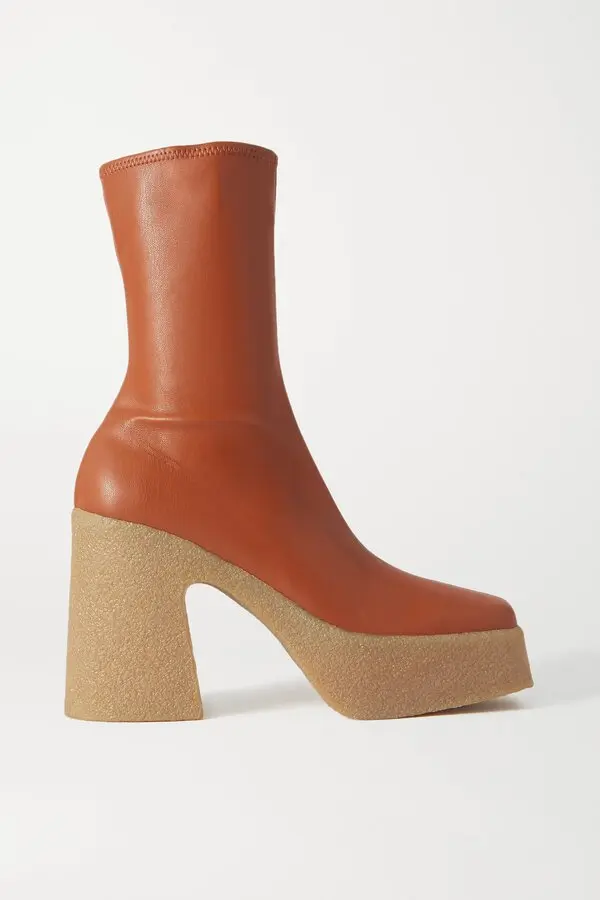 Stella McCartney Vegetarian Leather Platform Ankle Boots - Neutrals