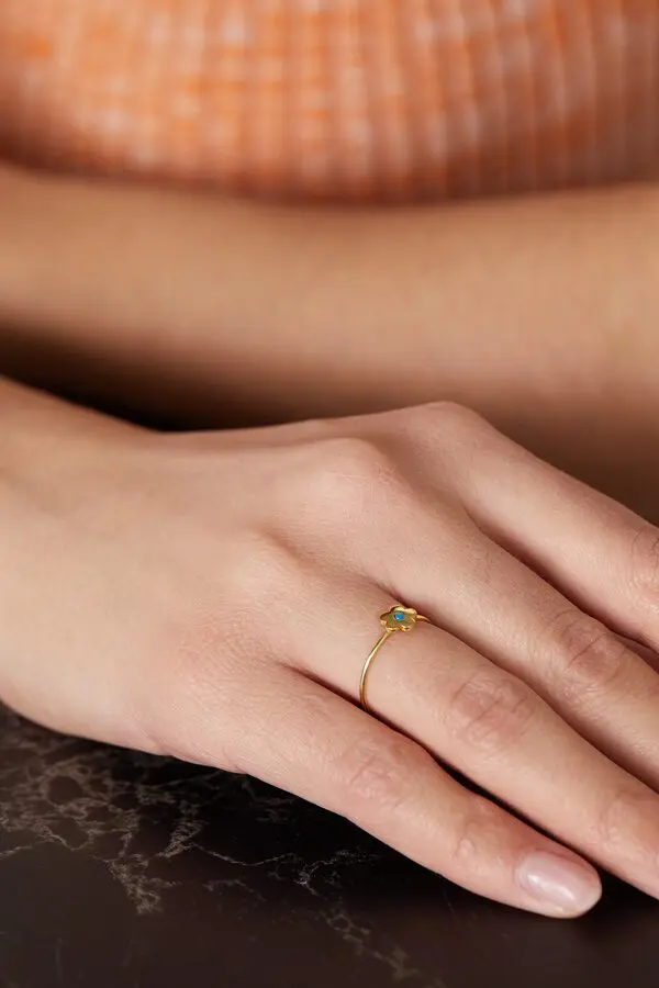 JENNIFER MEYER Mini Daisy 18-karat Turquoise Ring