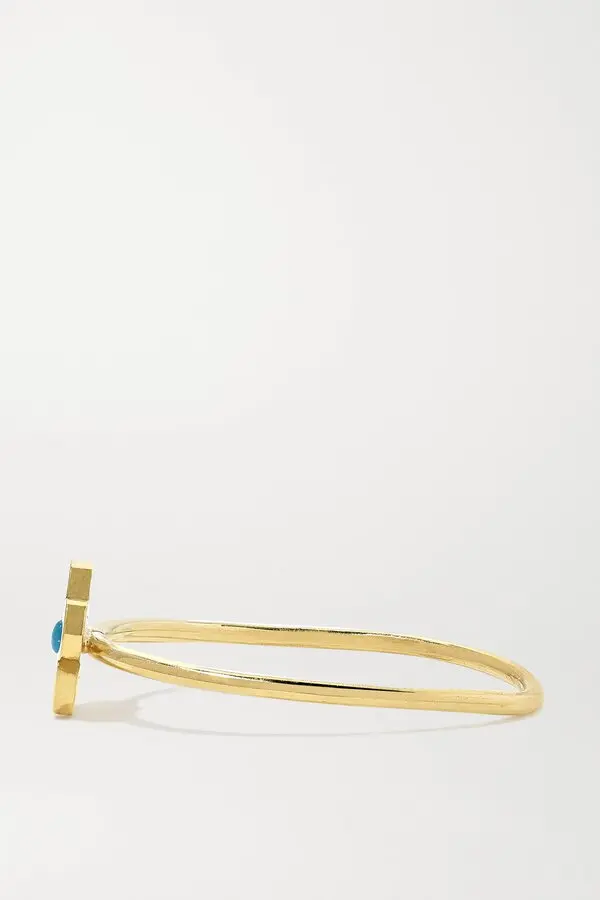 JENNIFER MEYER Mini Daisy 18-karat Turquoise Ring